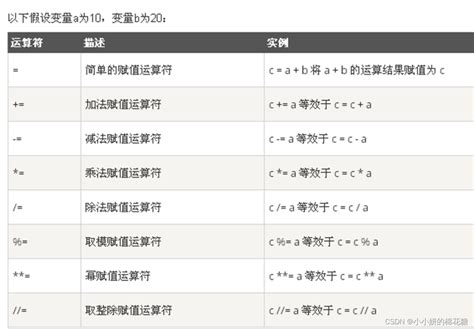 Python 04 运算符二元赋值运算符 Csdn博客
