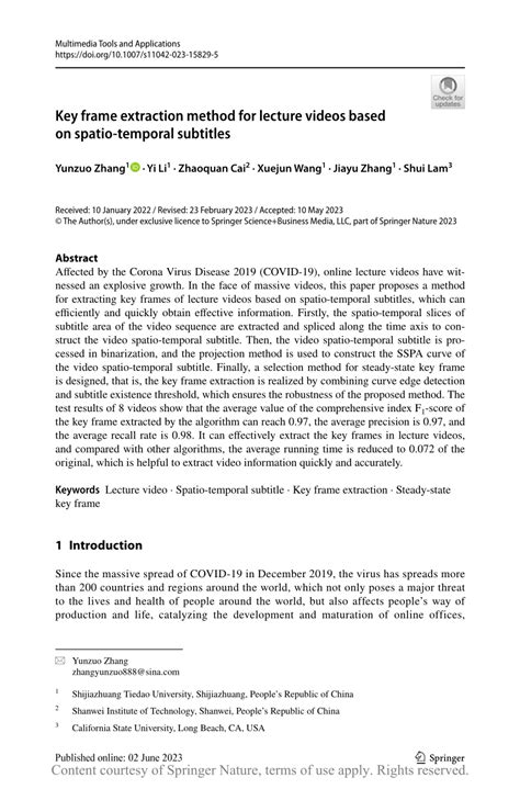 Key Frame Extraction Method For Lecture Videos Based On Spatio Temporal Subtitles