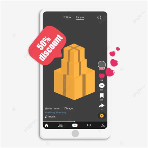 Tiktok App Interface Template Vector Tiktok Template Social Media