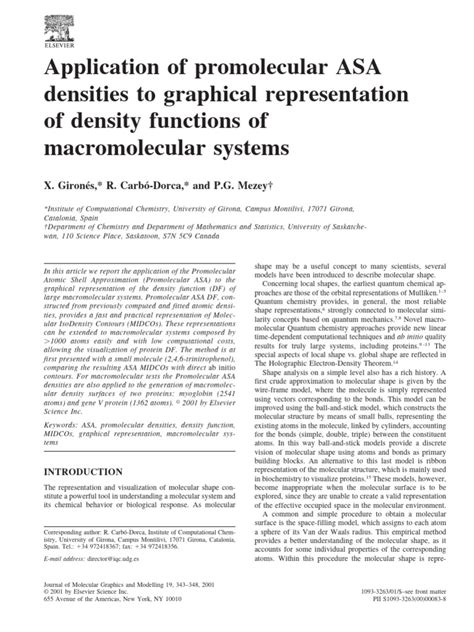 Application Of Promolecular Asa Densities To Graphical Representation Of Density Functions Of