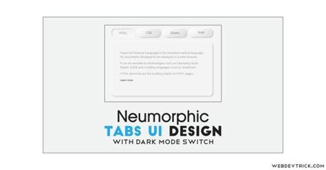 Neumorphic Tabs Design With Dark Mode Switch Neumorphism Soft Ui