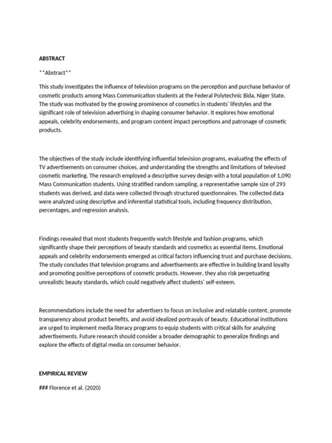 Abstract And Empirical Review Pdf Advertising Consumer Behaviour