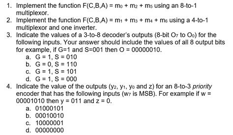 Solved 1 Implement The Function Fcba Mo M2 Ms Using An