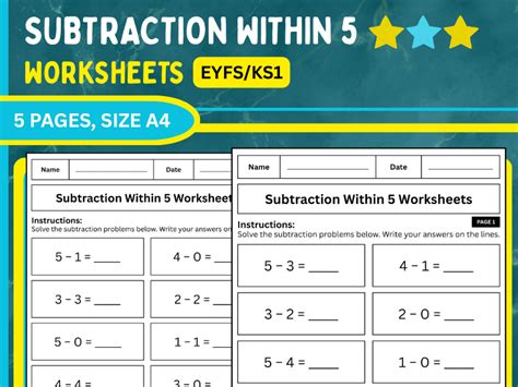 Subtraction Within 5 Worksheets Eyfs Ks1 Teaching Resources