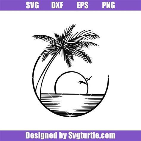 Sunset Palm Tree Svg Sunrise Silhouette Beach Scene Svg Summer Svg