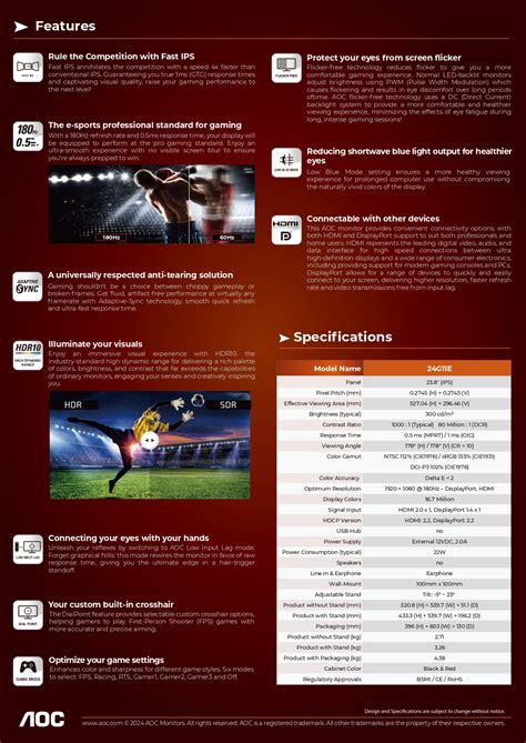 AOC 23 8 24G11E FULL HD 1920x1080 180HZ LED IPS PANEL LCD GAMING MONITOR 0 5MS VESA INPUT