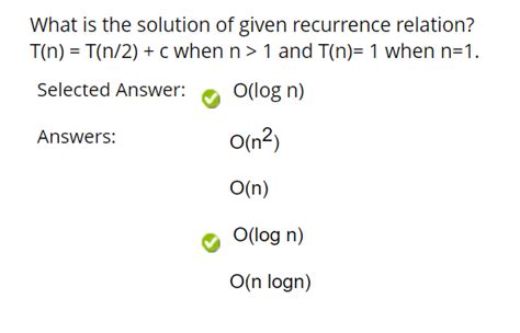 Solved What Is The Solution Of Given Recurrence Relation Chegg