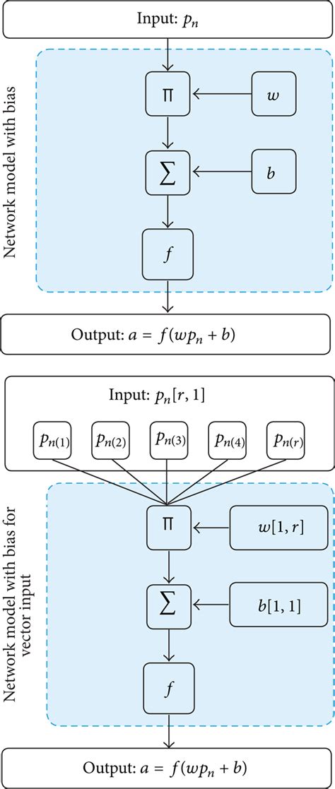 the scheme shows a single neuron for scalar and vector inputs