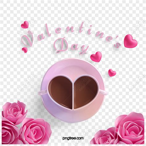 발렌타인 사랑 커피 일러스트 컵 입체 요소아침밥모양 Png 일러스트 무료 다운로드 Lovepik