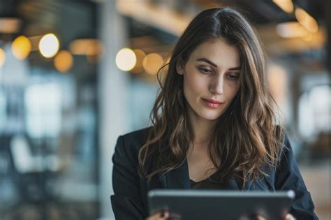 Premium Photo Woman Viewing Tablet Computer