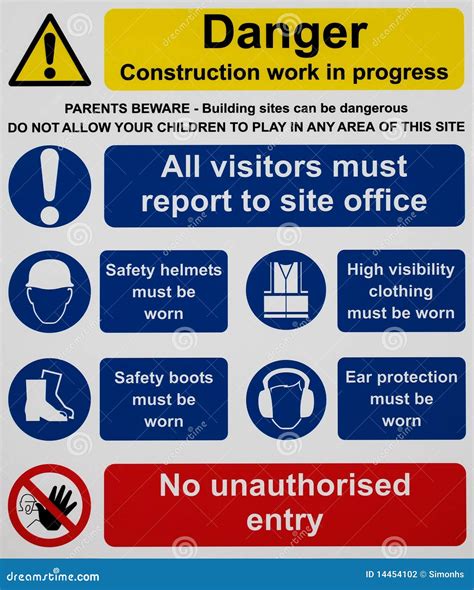 Safety Sign Factory And Construction Health Or Security Caution