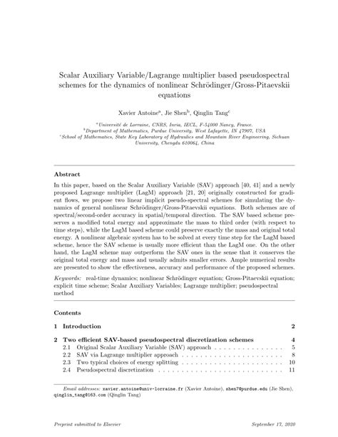 Pdf Scalar Auxiliary Variablelagrange Multiplier Based