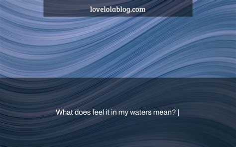 What Does Feel It In My Waters Mean Love Lola Blog