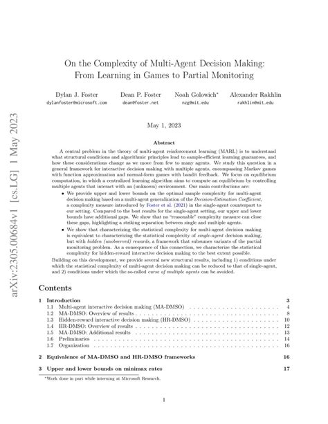 On The Complexity Of Multi Agent Decision Making From Learning In Games To Partial Monitoring