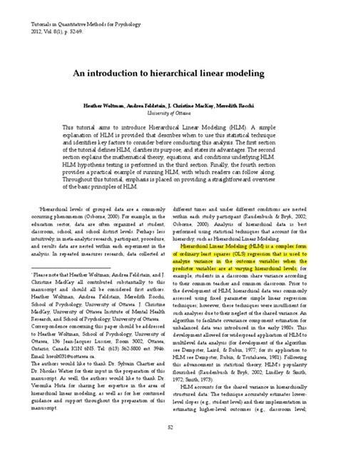 an introduction to hierarchical linear modeling pdf multilevel