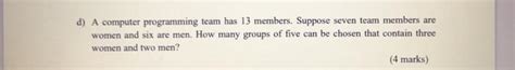 solved d a computer programming team has 13 members