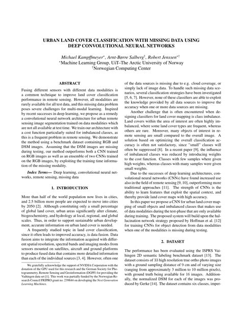 Pdf Urban Land Cover Classification With Missing Data Using Deep Convolutional Neural Networks