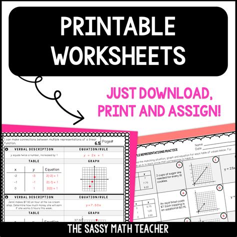 Multiple Representations Of Linear Functions Guided Notes And Practice The Sassy Math Teacher