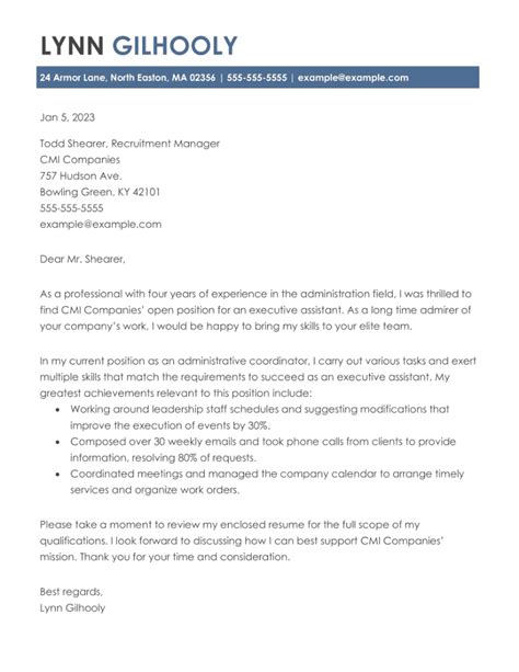 Executive Administrative Assistant Cover Executive Assistant Vs