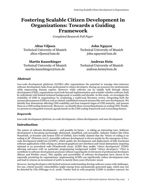 Pdf Fostering Scalable Citizen Development In Organizations Fostering