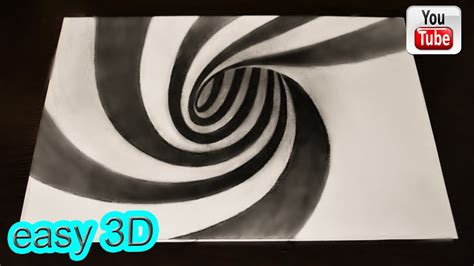 Иллюзия 3d воронка Простой рисунок Youtube
