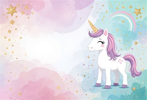 Безкоштовна картинка Чудове запрошення на день народження білий єдиноріг з фіолетовою гривою