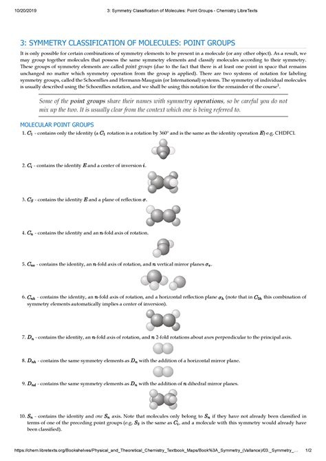 3 symmetry classification of molecules point groups chemistry libre