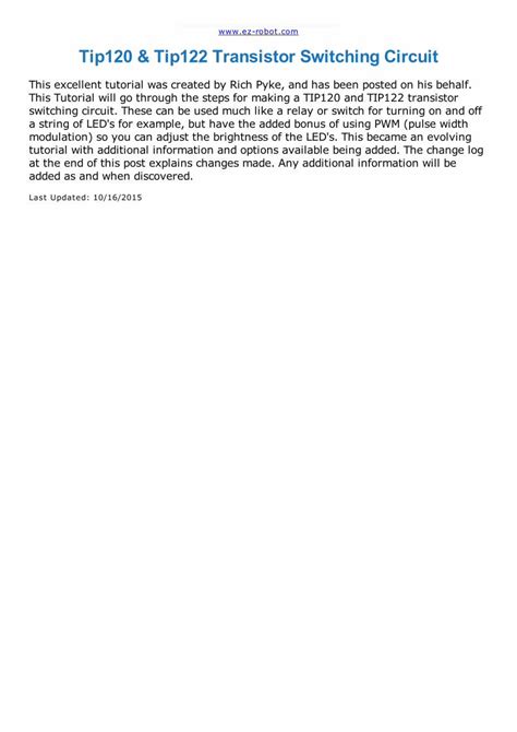 Pdf Tip120 And Tip122 Transistor Switching Circuit Dokumentips