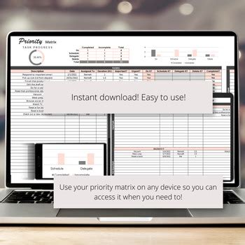 Priority Matrix Excel Spreadsheet With Due Dates And Assign Column