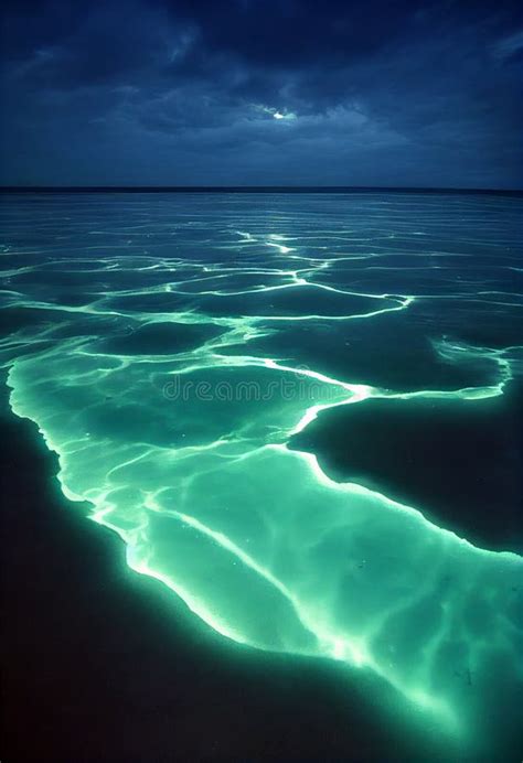 Bioluminescence Bio Luminescent Ocean Ai Generated Bioluminescent
