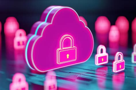 Colorful Cloud Computing Concept With A Padlock Symbolizing Data