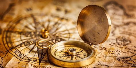 A Compass And Map Together Representing Travel Adventure The Concept Of Finding Direction In