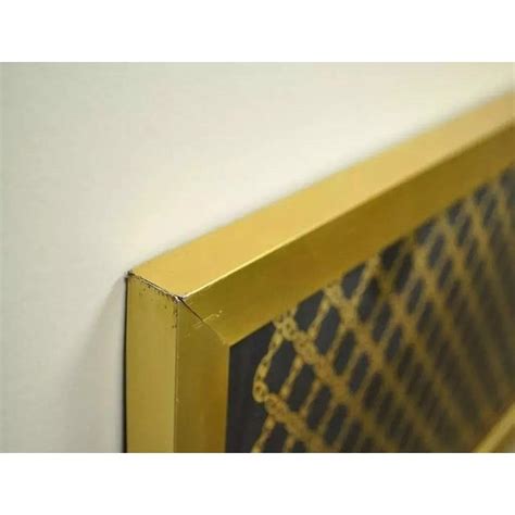 Vintage Mid Century Modern Rectangular Metal Frame Brass Finish Wall