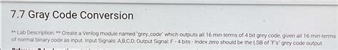 Solved 77 Gray Code Conversion Of Normal Binary Code As Input Input Signals A B C D