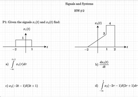 Solved Signals And Systems HW 2 P1 Given The Signals X1 T Chegg Com