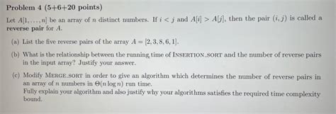 solved problem 4 5 6 20 points let a[1 … n] be an array of
