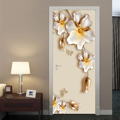 3d Deur Sticker Europese Stijl Luxe Gouden Bloemen Grandado
