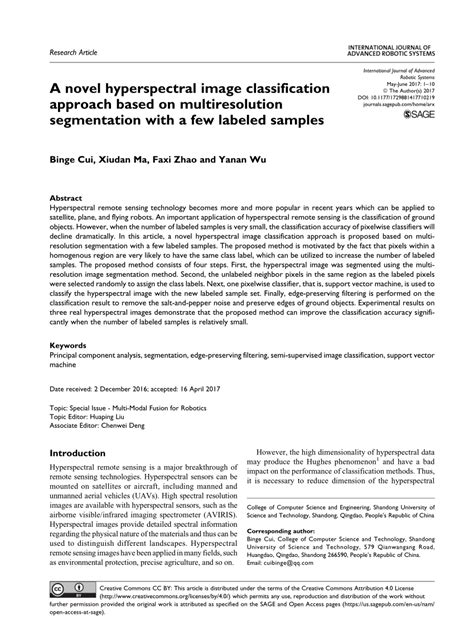 PDF A Novel Hyperspectral Image Classification Approach Based On Multiresolution Segmentation