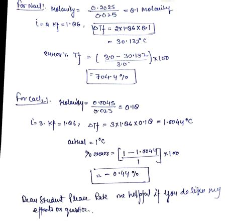 Solved Calculate The Percent Error For Your Experimental Values For Each Course Hero