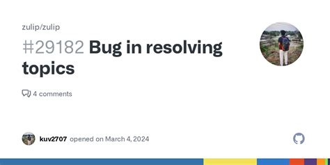 Bug In Resolving Topics · Issue 29182 · Zulipzulip · Github