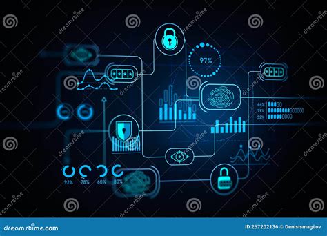 Digital Cybersecurity Chart With Statistics And Big Business Data