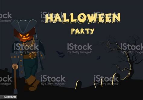 할로윈을 주제로 한 포스터 일러스트레이션 묘지의 배경에 만화 캐릭터 엽서 또는 벽지를위한 벡터 장면 0명에 대한 스톡 벡터 아트 및 기타 이미지 Istock
