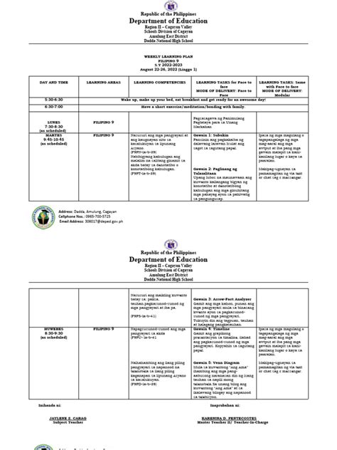 Weekly Learning Plan Week 1 Pdf