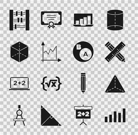 Set Graph Schedule Chart Diagram Geometric Figure Tetrahedron Crossed Ruler And Pencil