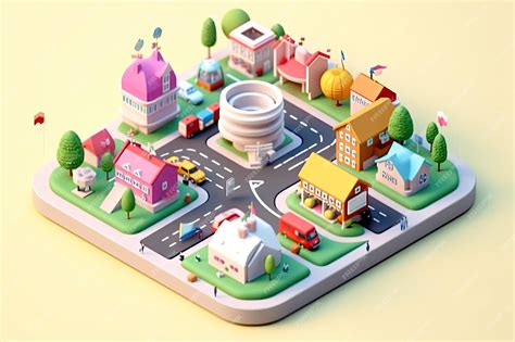 Premium Photo 3d Render Maps City Street Views Parks Trees Road