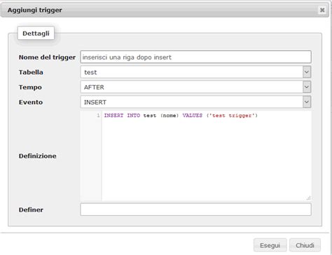 Come Creare Un Trigger Mysql Con Phpmyadmin Oggi è Un Altro Post