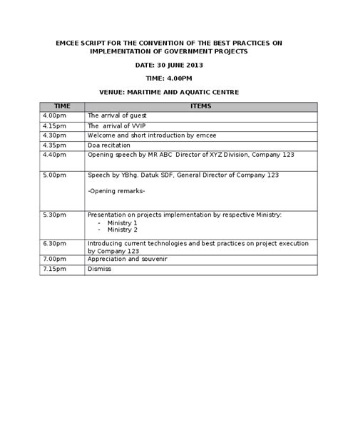 Mc Script For International Conference Coverletterpedia