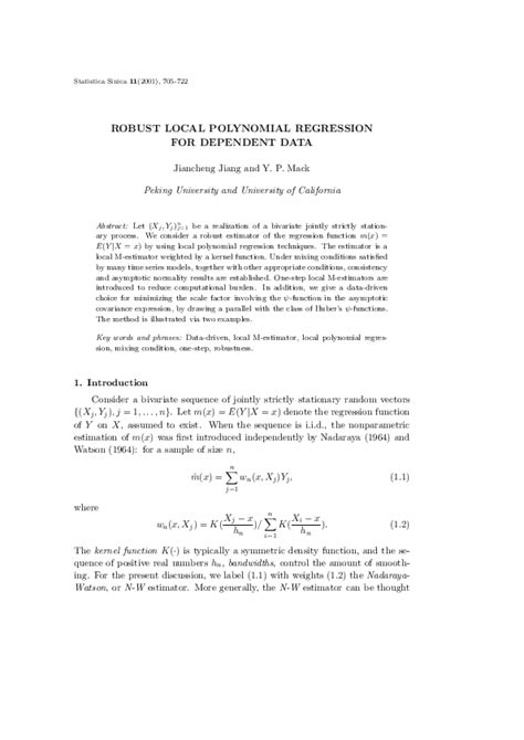 Pdf Robust Local Polynomial Regression For Time Series Data