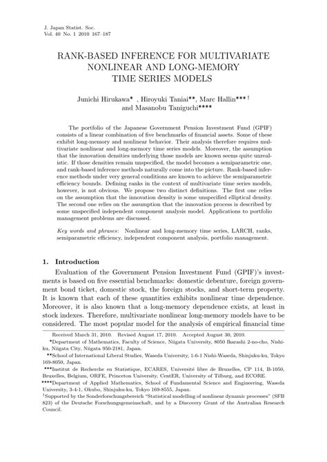 pdf rank based inference for multivariate nonlinear and long memory