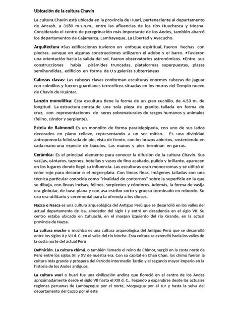 Ubicación De La Cultura Chavín Pdf
